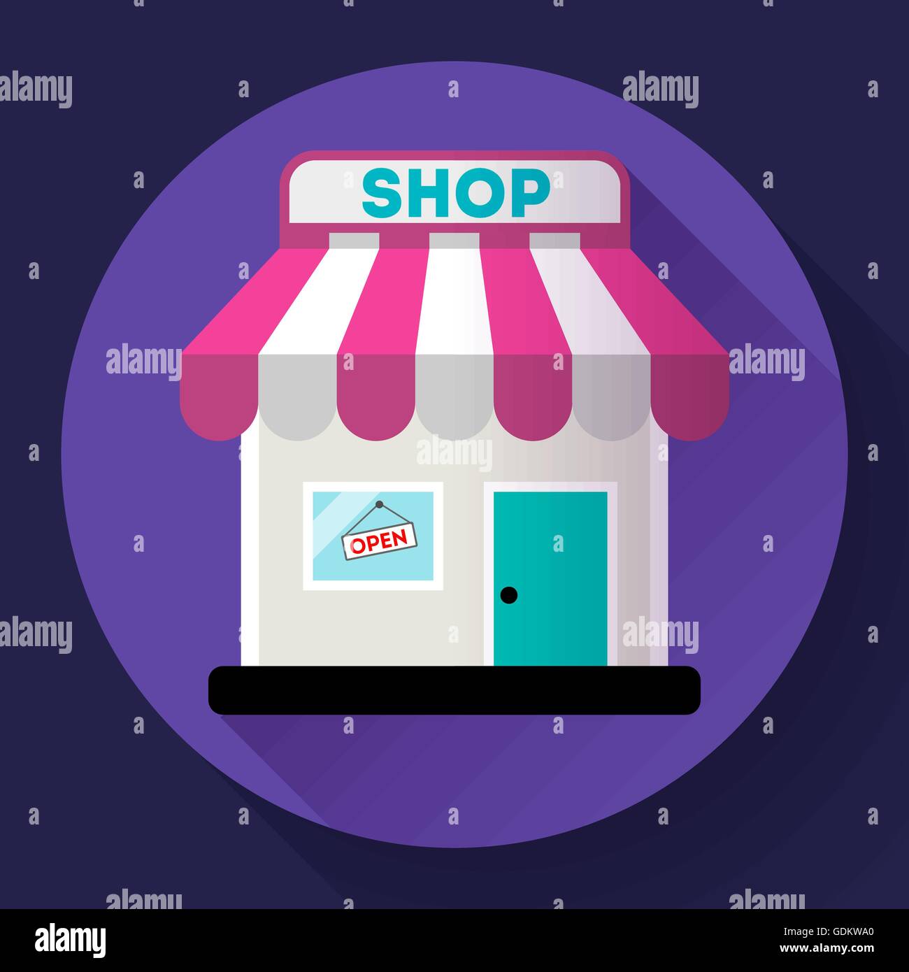 Store front vector icon Flat design small shopping center exterior ...