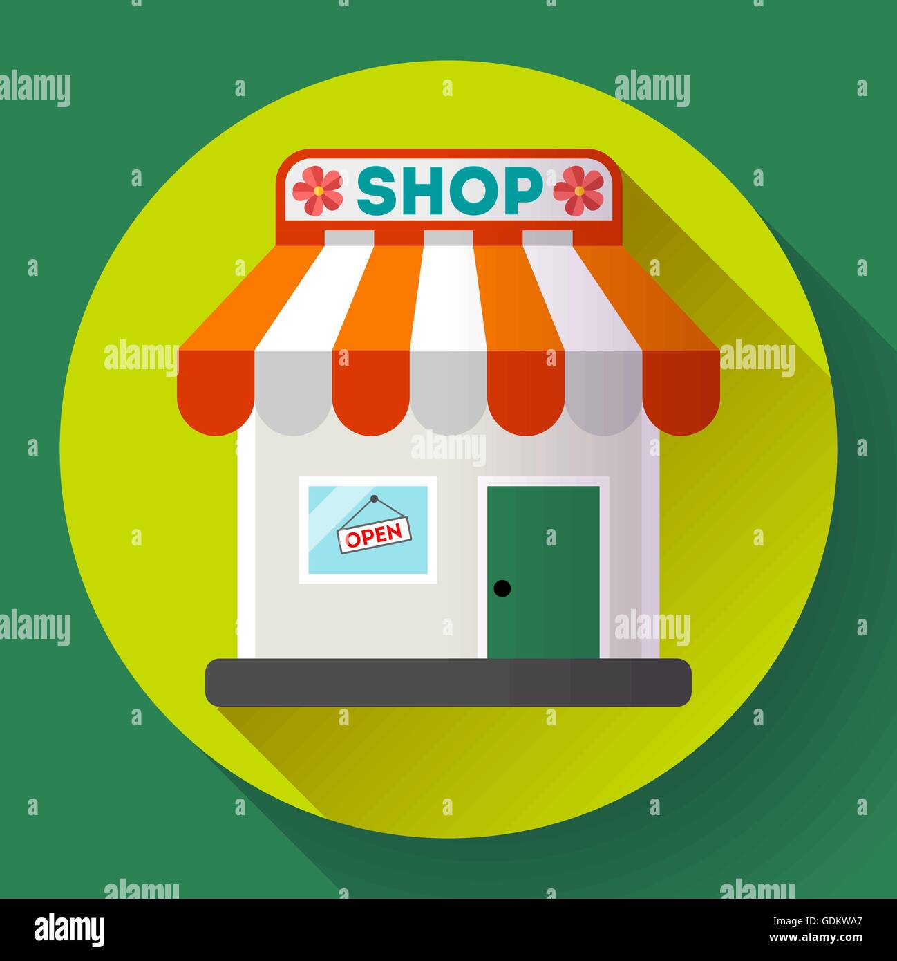 Store front vector icon Flat design small shopping center exterior ...