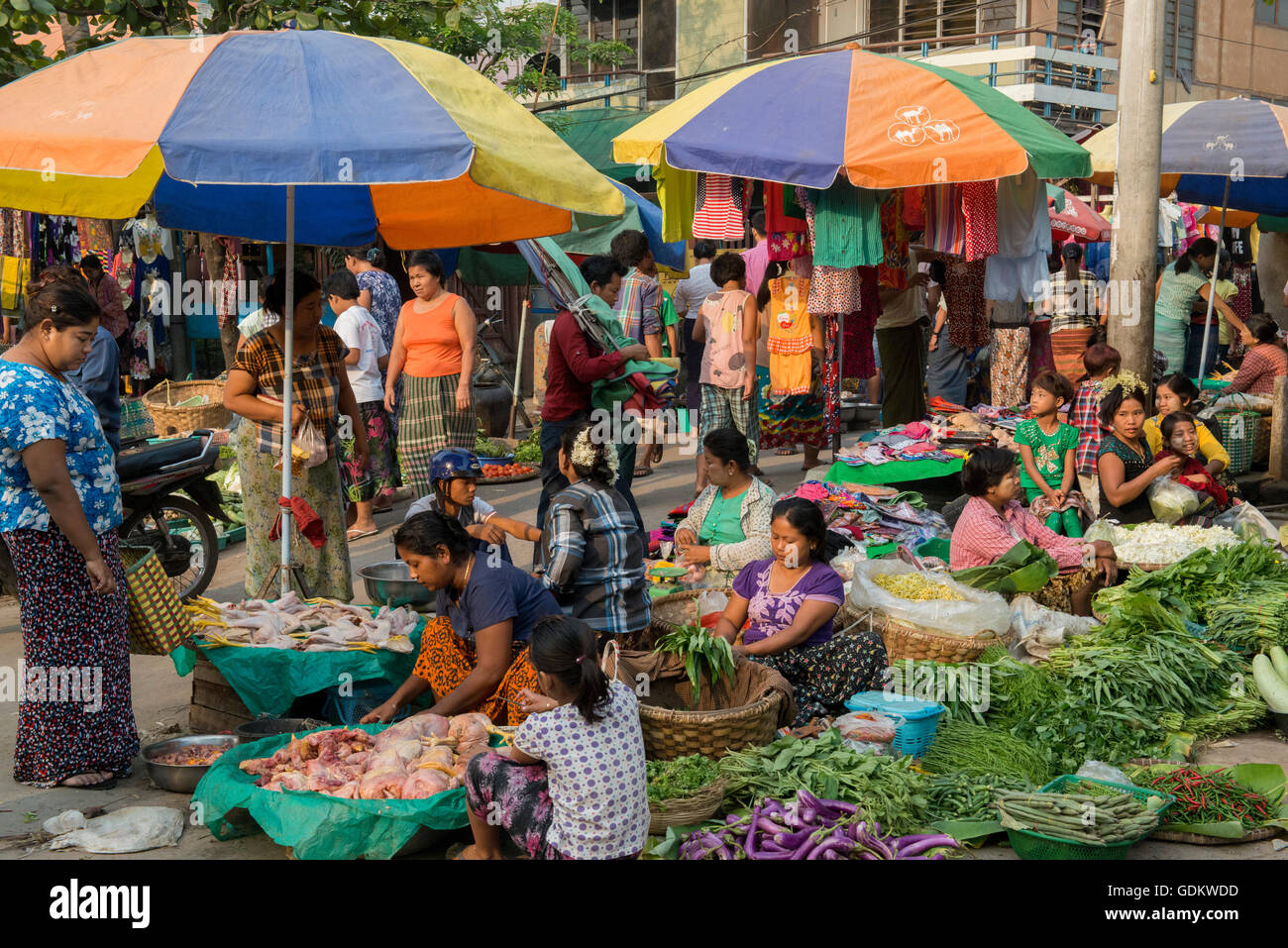 a Street Food market in the City of Mandalay in Myanmar in ...
