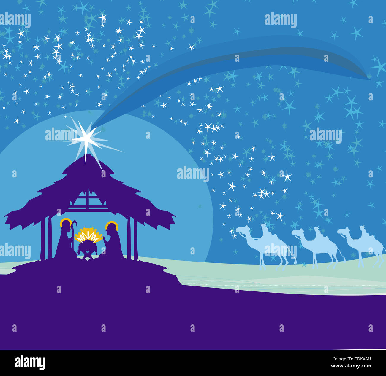 Biblical scene - birth of Jesus in Bethlehem Stock Photo - Alamy