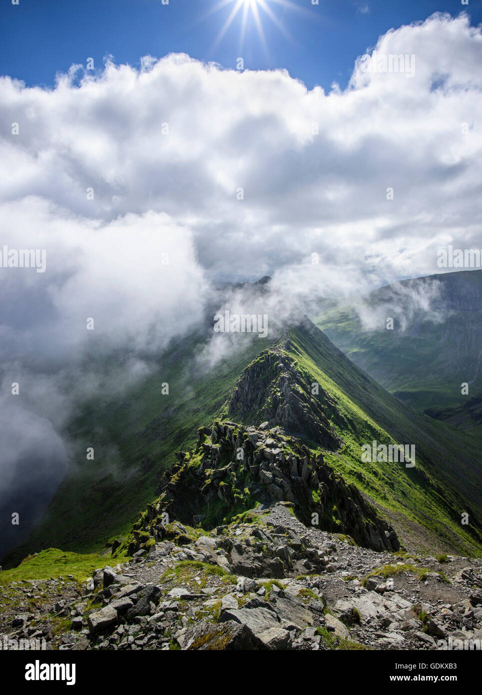 Morning sun over Striding Edge Stock Photo - Alamy