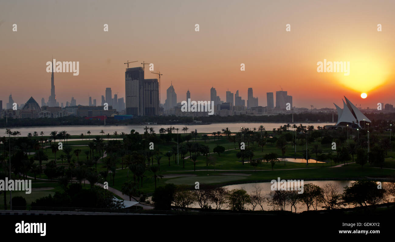 A view of the Deira twin towers from the creek, Dubai, UAE Stock Photo ...