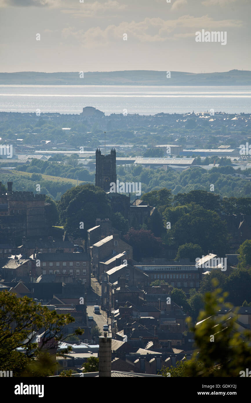 Lancaster town centre view landscape for above Stock Photo - Alamy