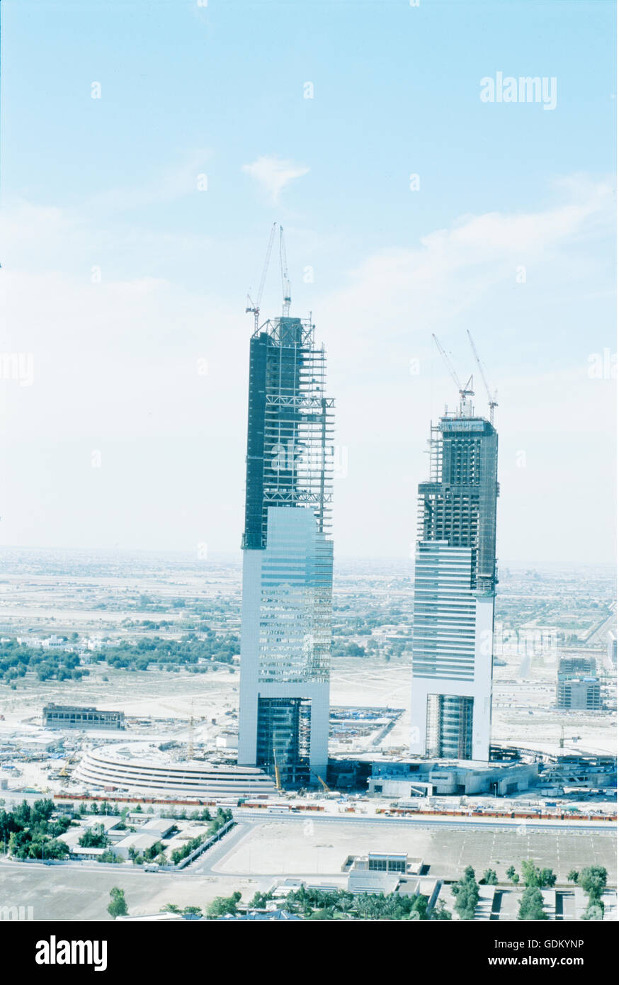 The Emirates Towers being constructed, Dubai, UAE Stock Photo - Alamy