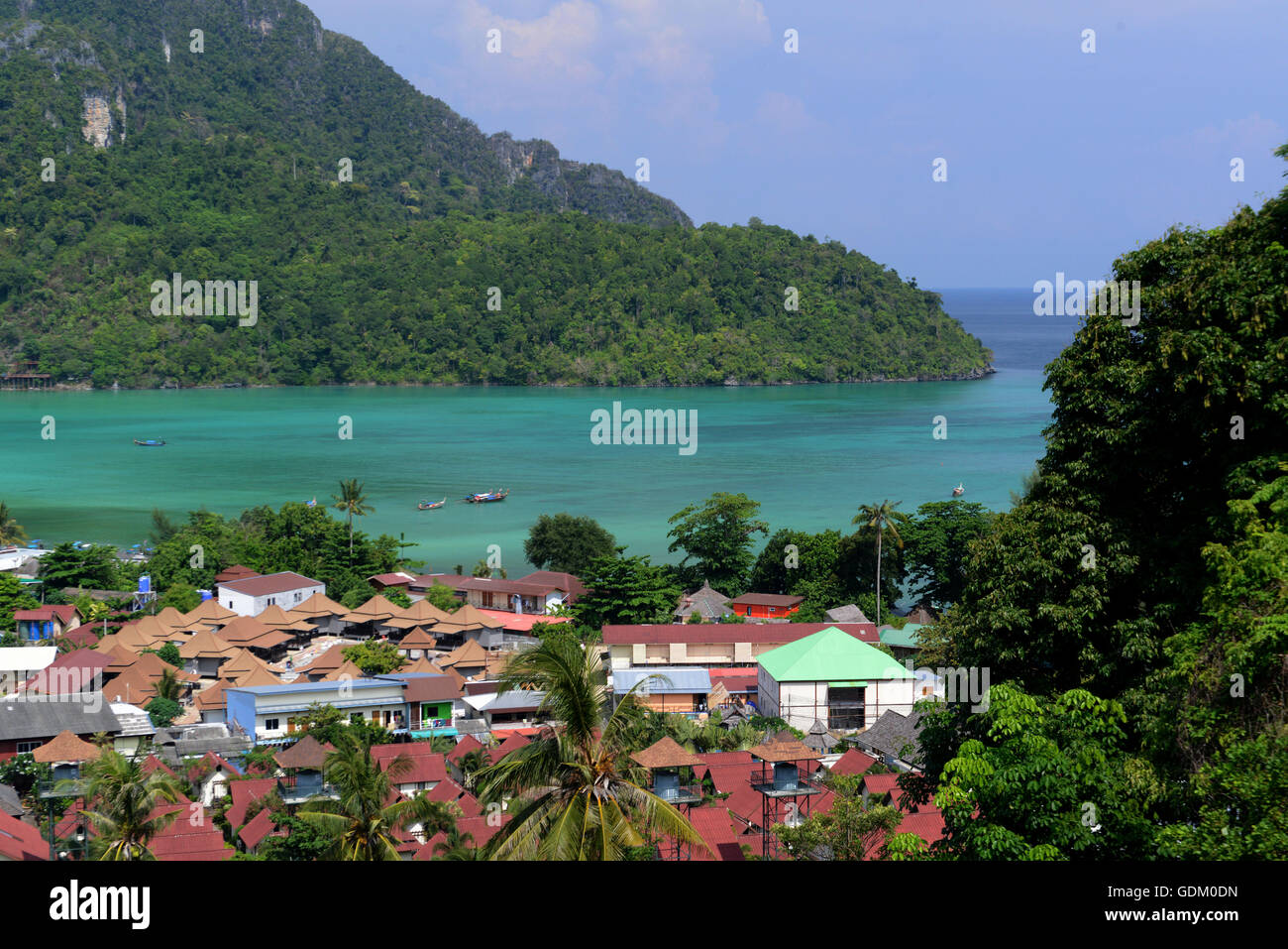 The view from the Viewpoint on the Town of Ko PhiPhi on Ko Phi Phi ...