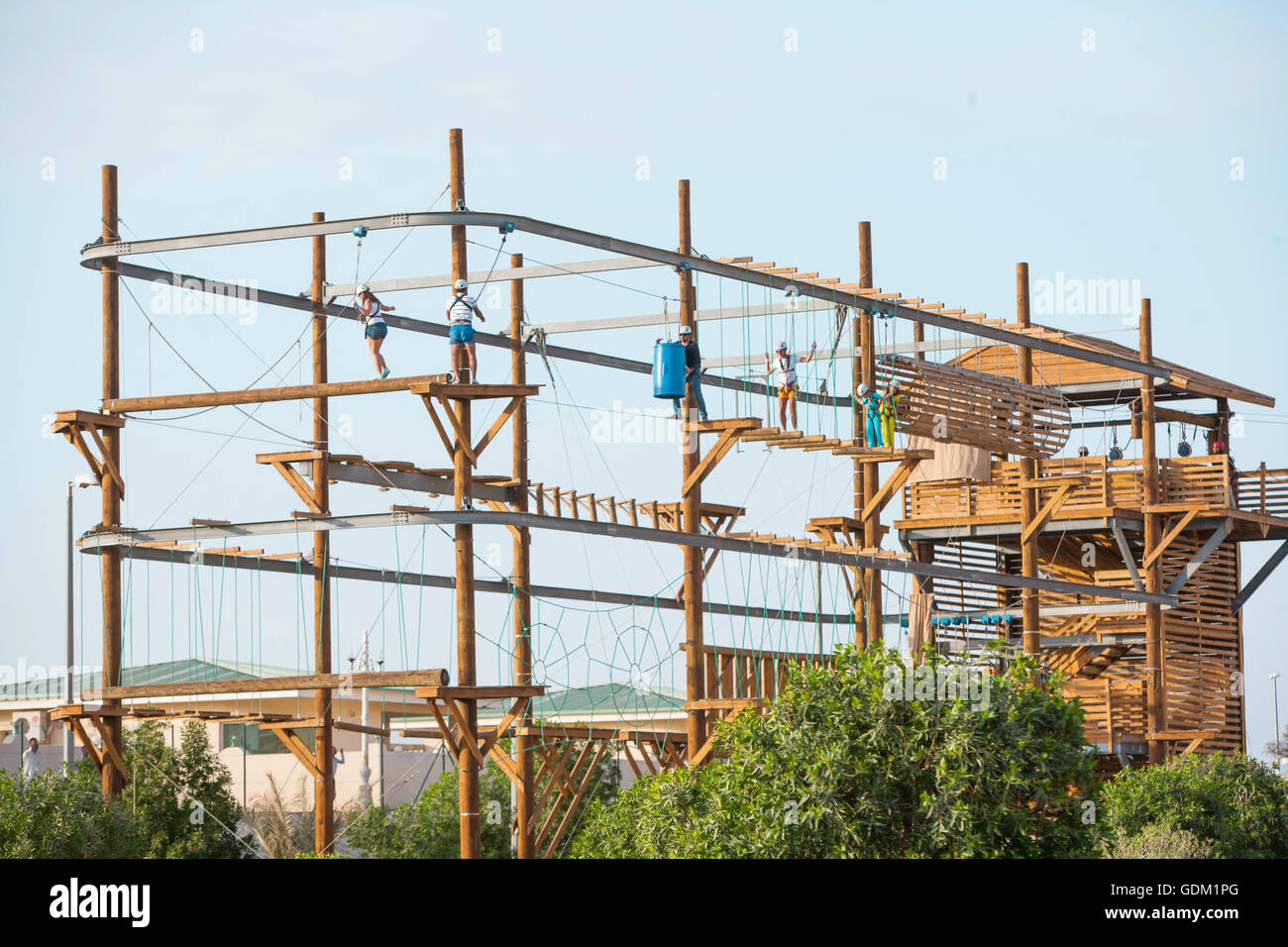 Obstacle course at Wadi Adventure, Al Ain, UAE Stock Photo - Alamy