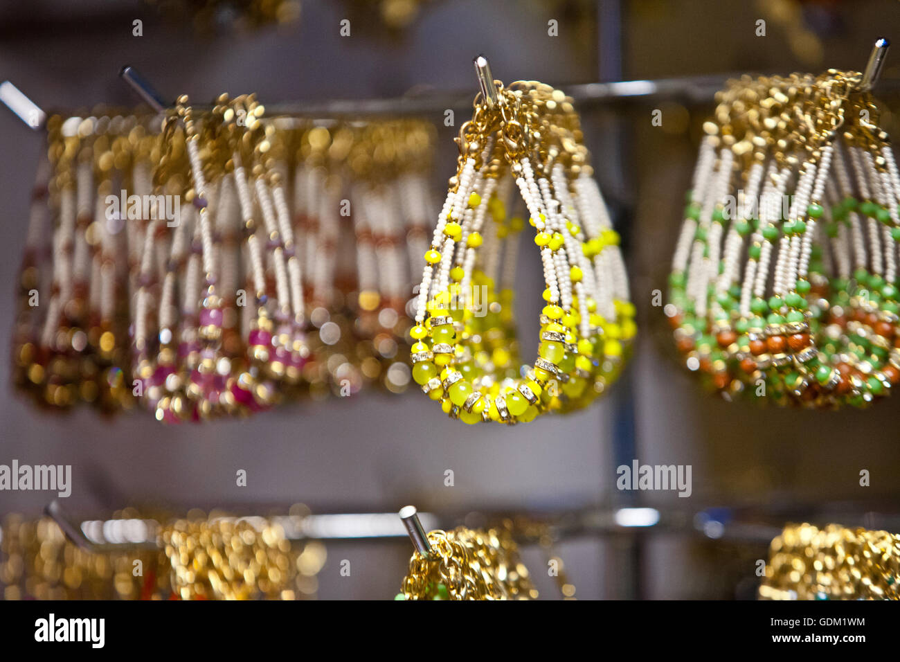 Bracelets on display at a store, Souk Madinat Jumeirah, Dubai, UAE ...