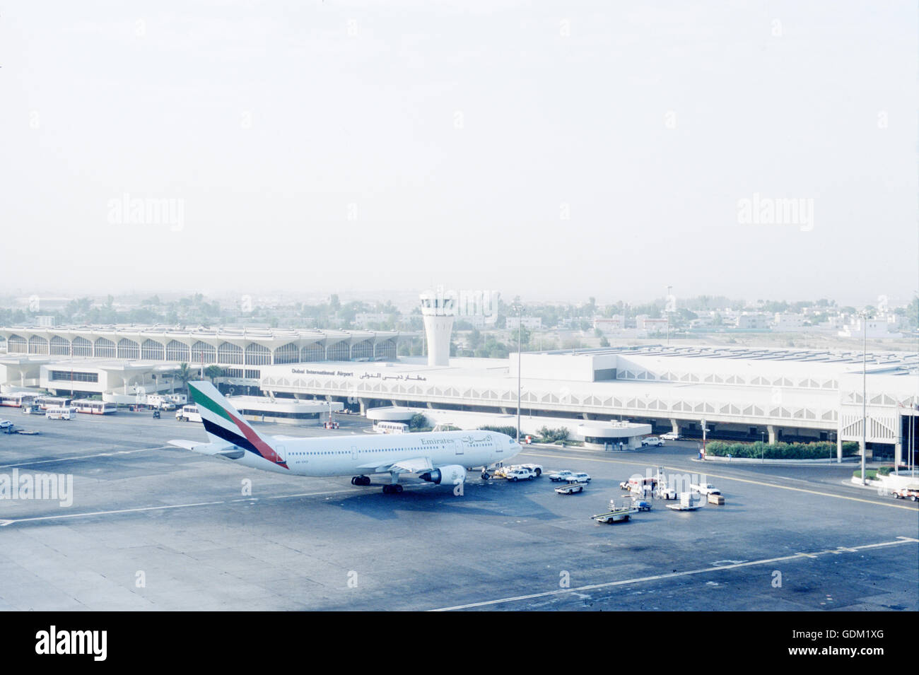 An Emirates airline plane at Dubai International Airport, Dubai, UAE ...