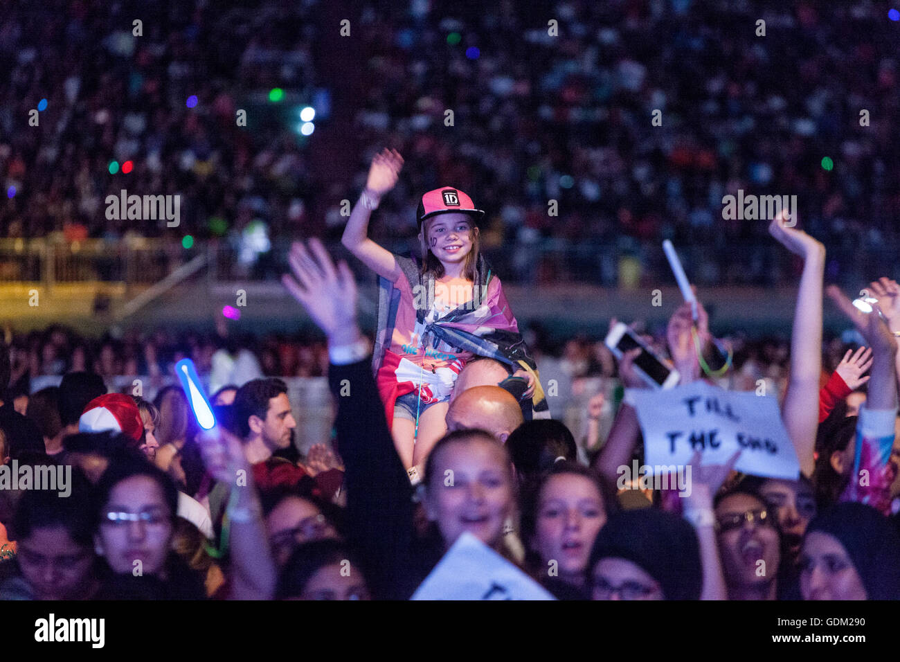 Fans during the One Direction concert, The Sevens Stadium, Dubai, UAE ...
