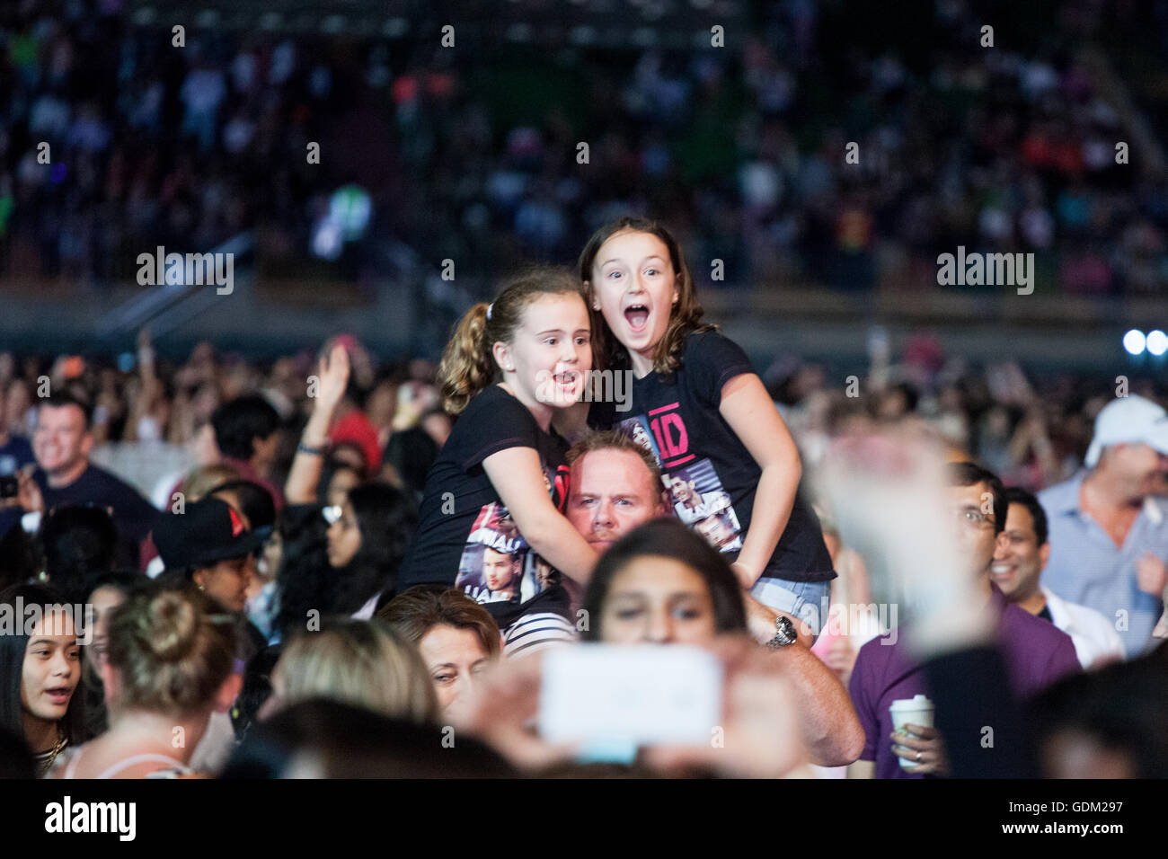 Fans during the One Direction concert, The Sevens Stadium, Dubai, UAE ...