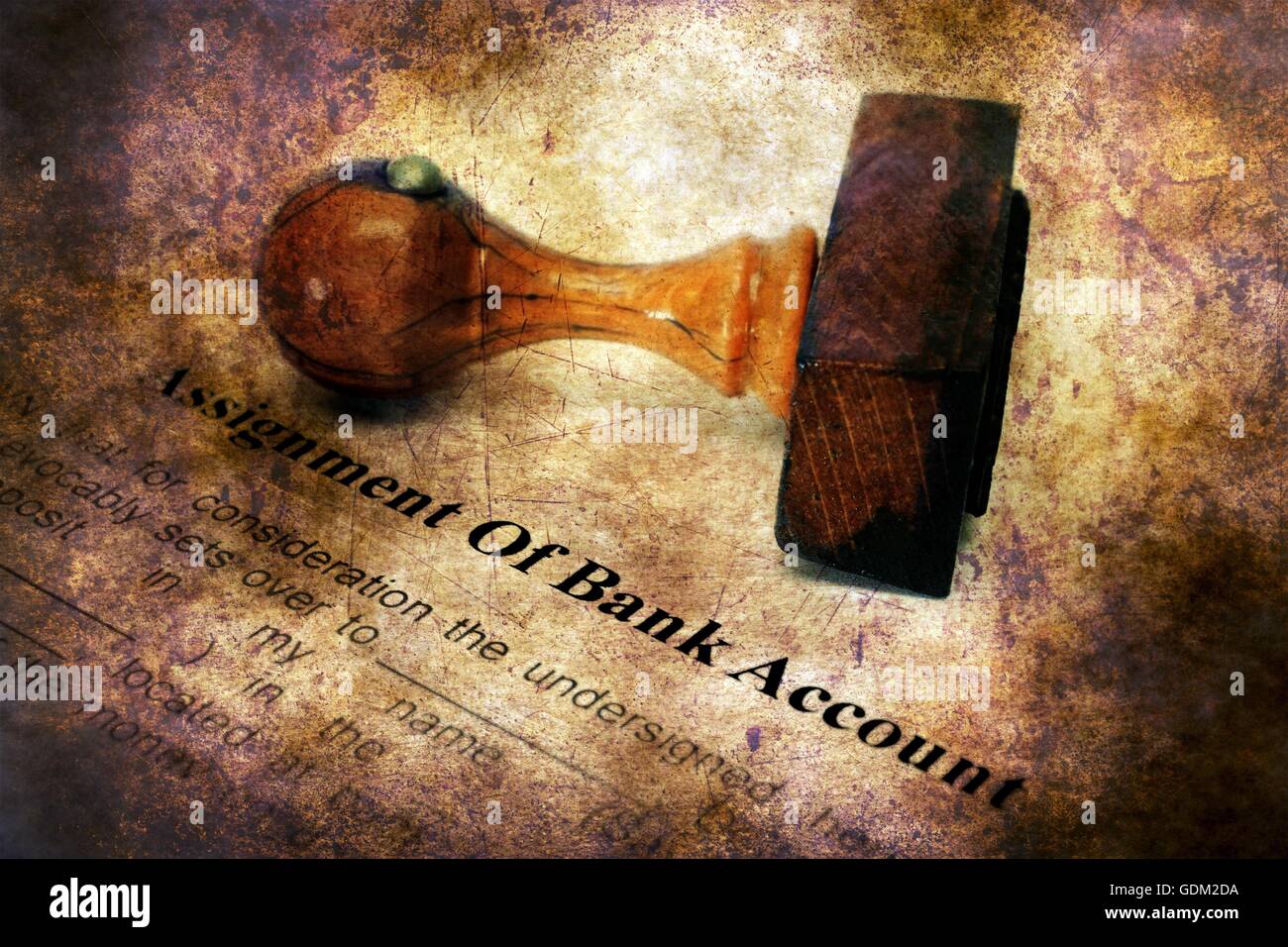 Assignment of bank account grunge concept Stock Photo - Alamy