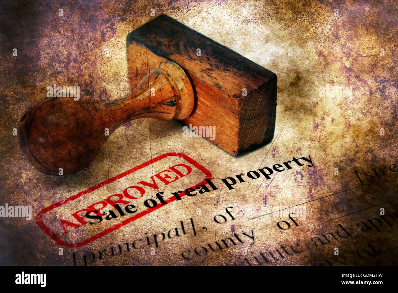 Stamp approved on sale of real property form Stock Photo - Alamy