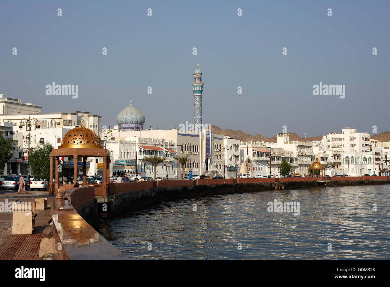 Mutrah port with persian style mosque. Muscat, Oman Stock Photo - Alamy