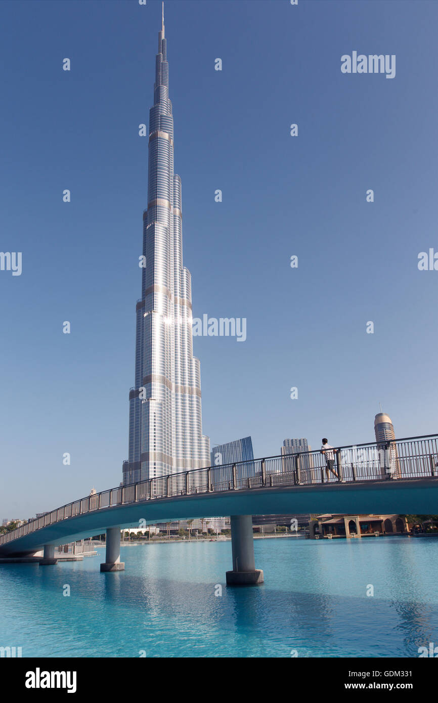 Burj Khalifa over the bridge, Dubai, UAE Stock Photo - Alamy