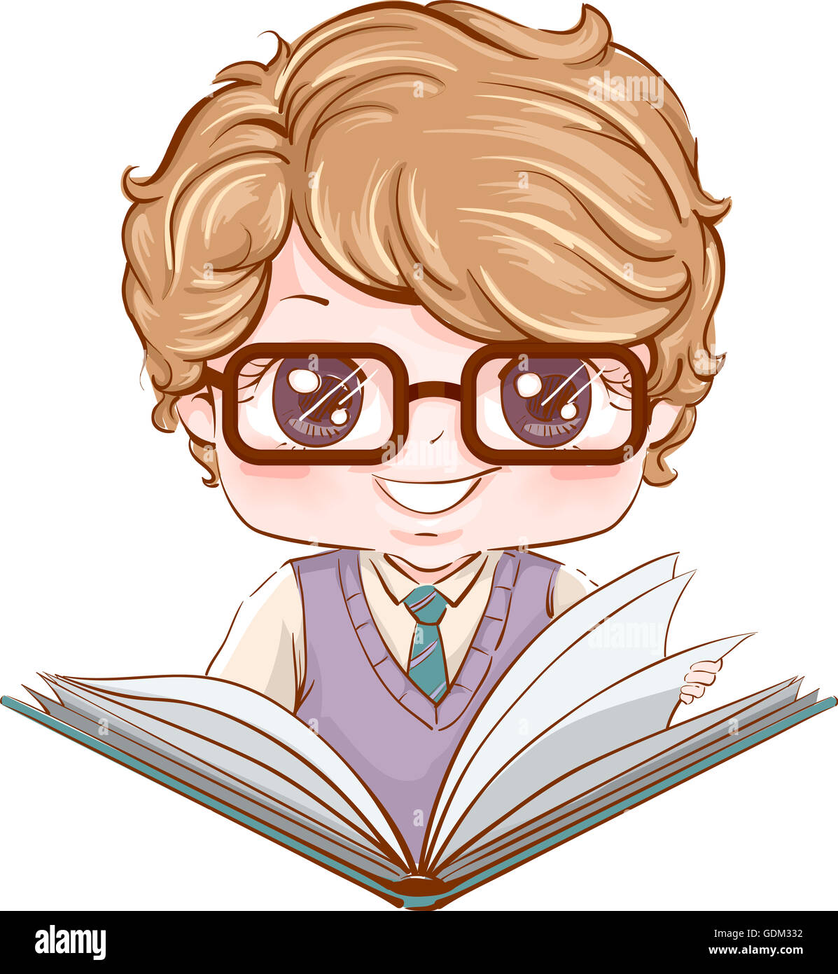 Chibi Boy Reading