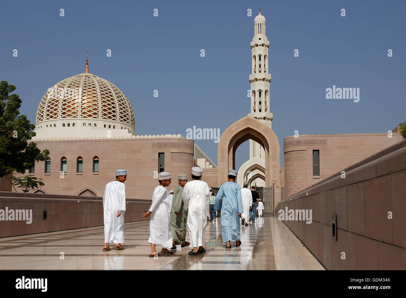 Great Sultan Qaboos Mosque, at prayer time, Muscat, Oman Stock Photo ...
