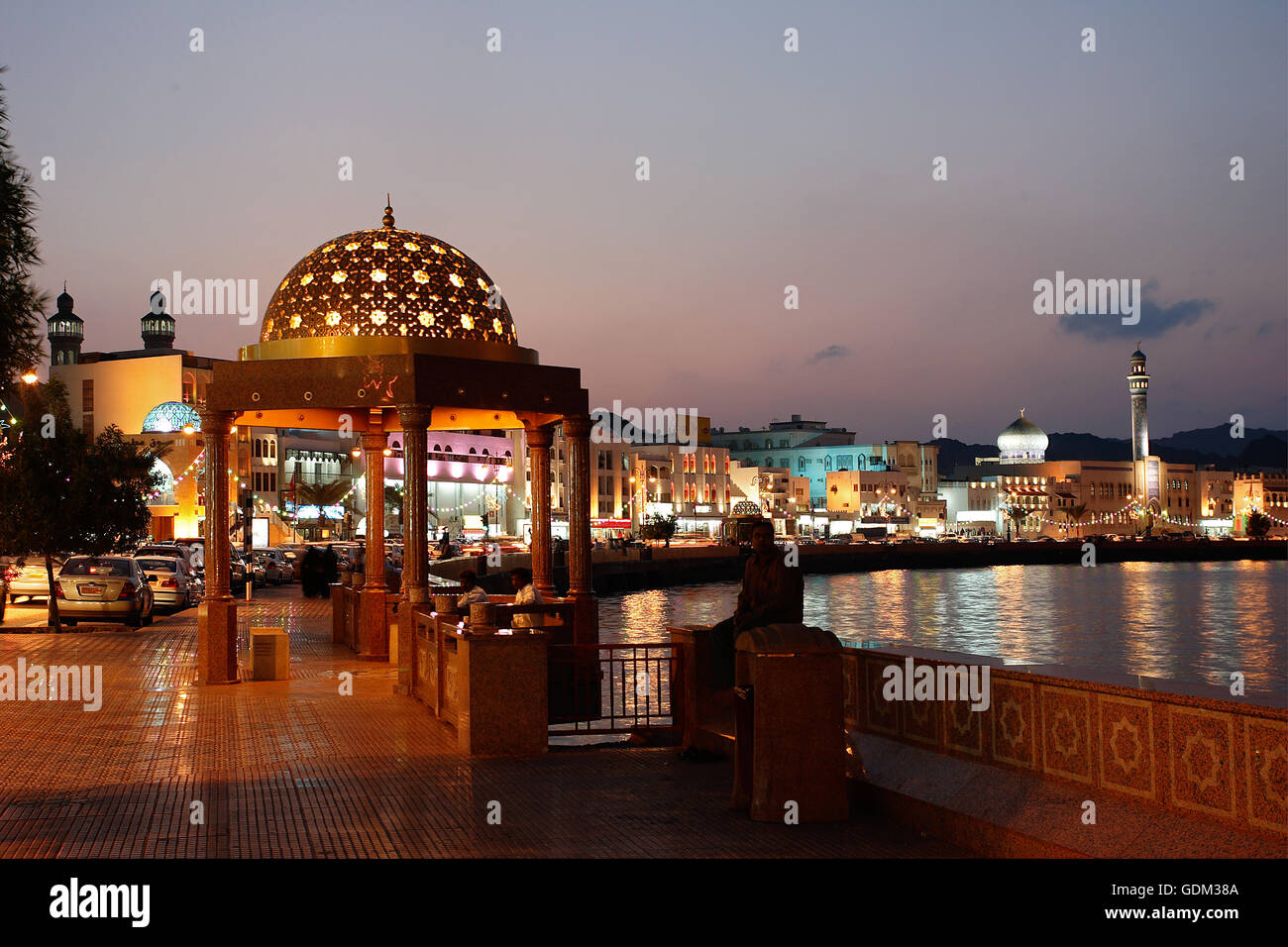 Mutrah port with persian style mosque, Muscat, Oman Stock Photo - Alamy