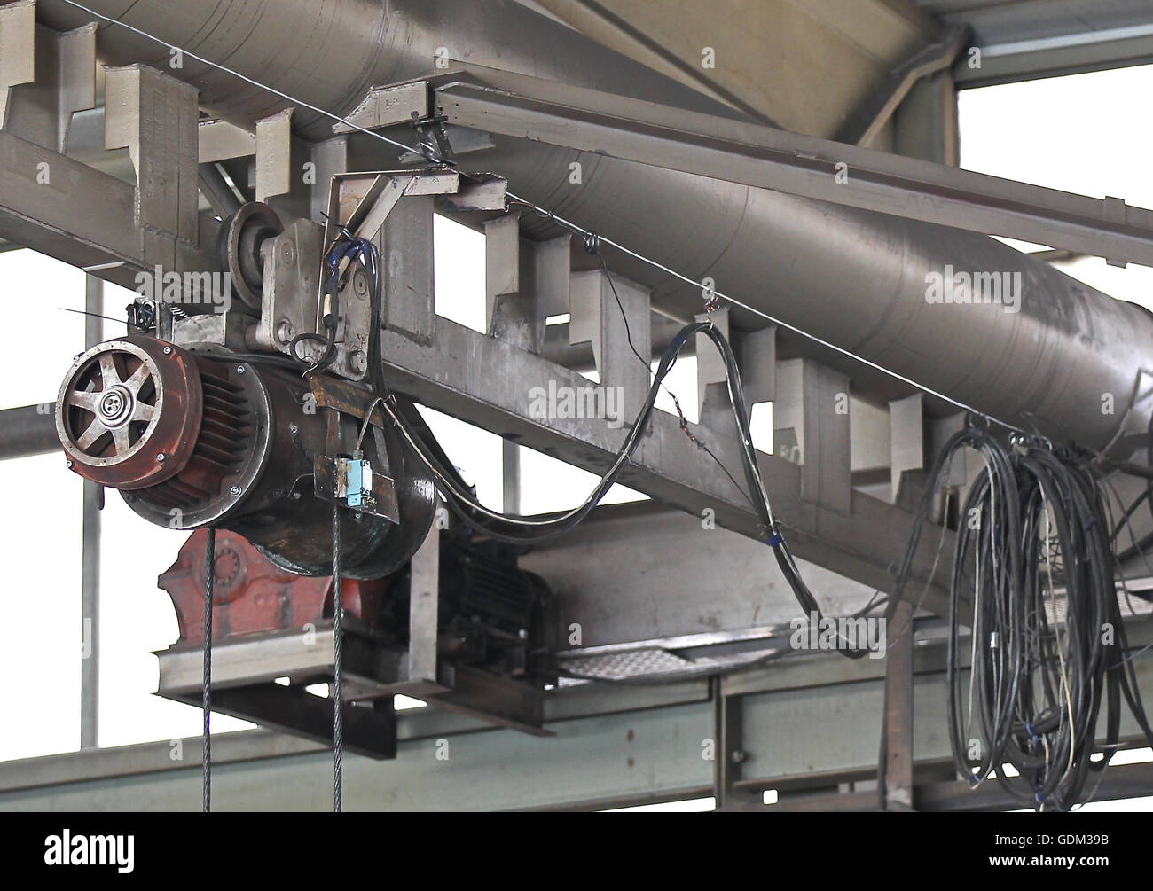 lifting mechanism for moving material within the production hall Stock ...