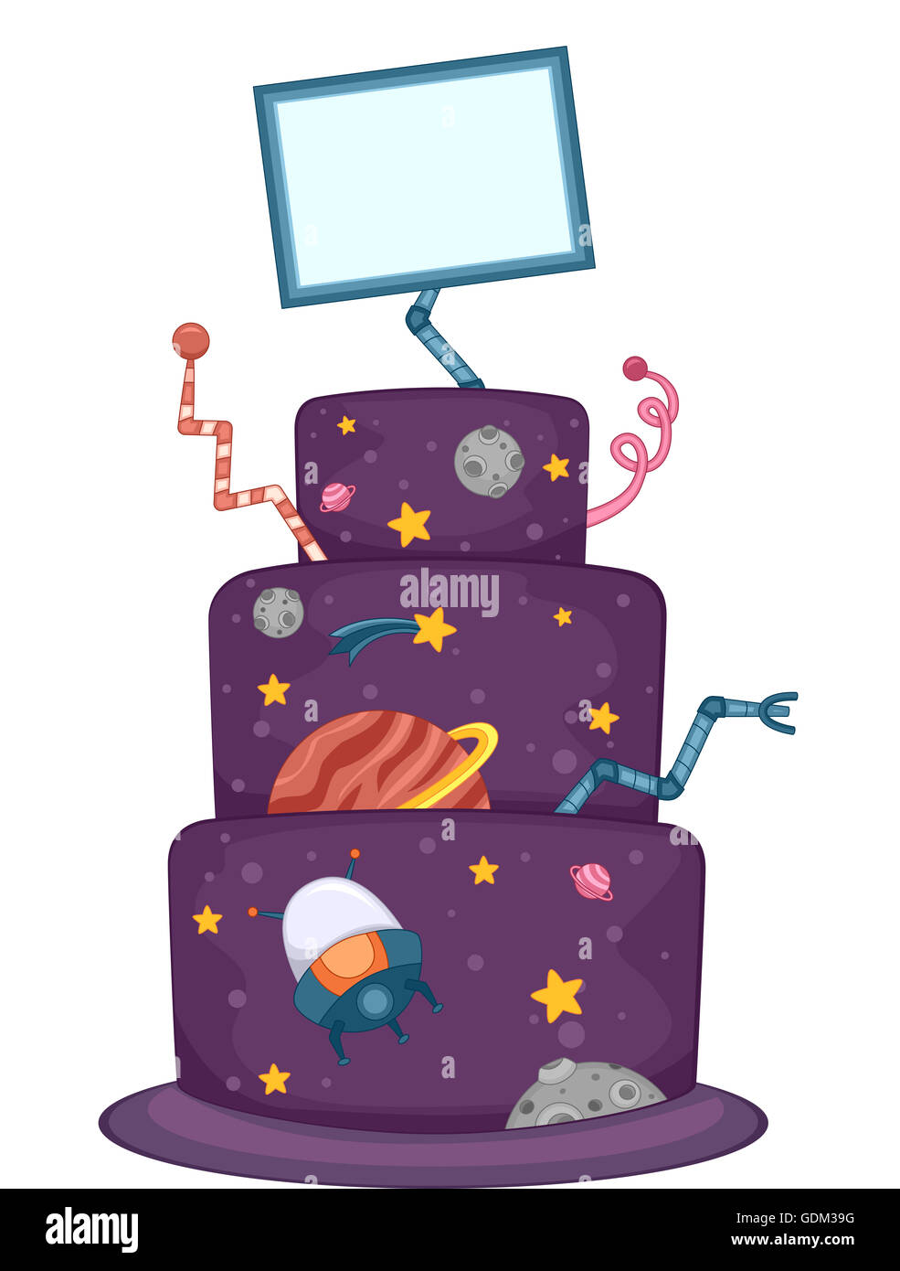 Illustration of an Appetizing Cake Designed With Heavenly Bodies Stock ...