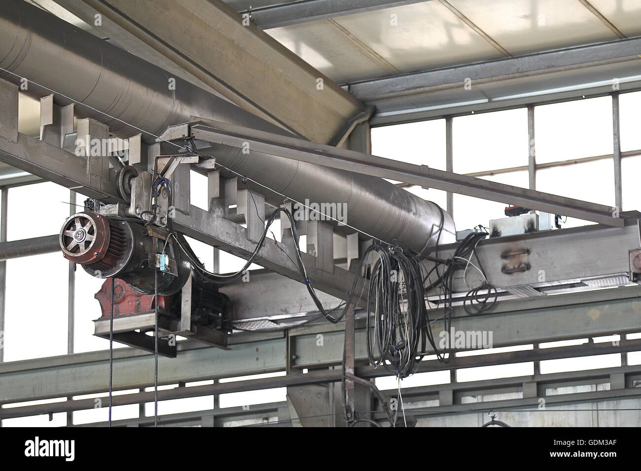 lifting mechanism for moving material within the production hall Stock ...