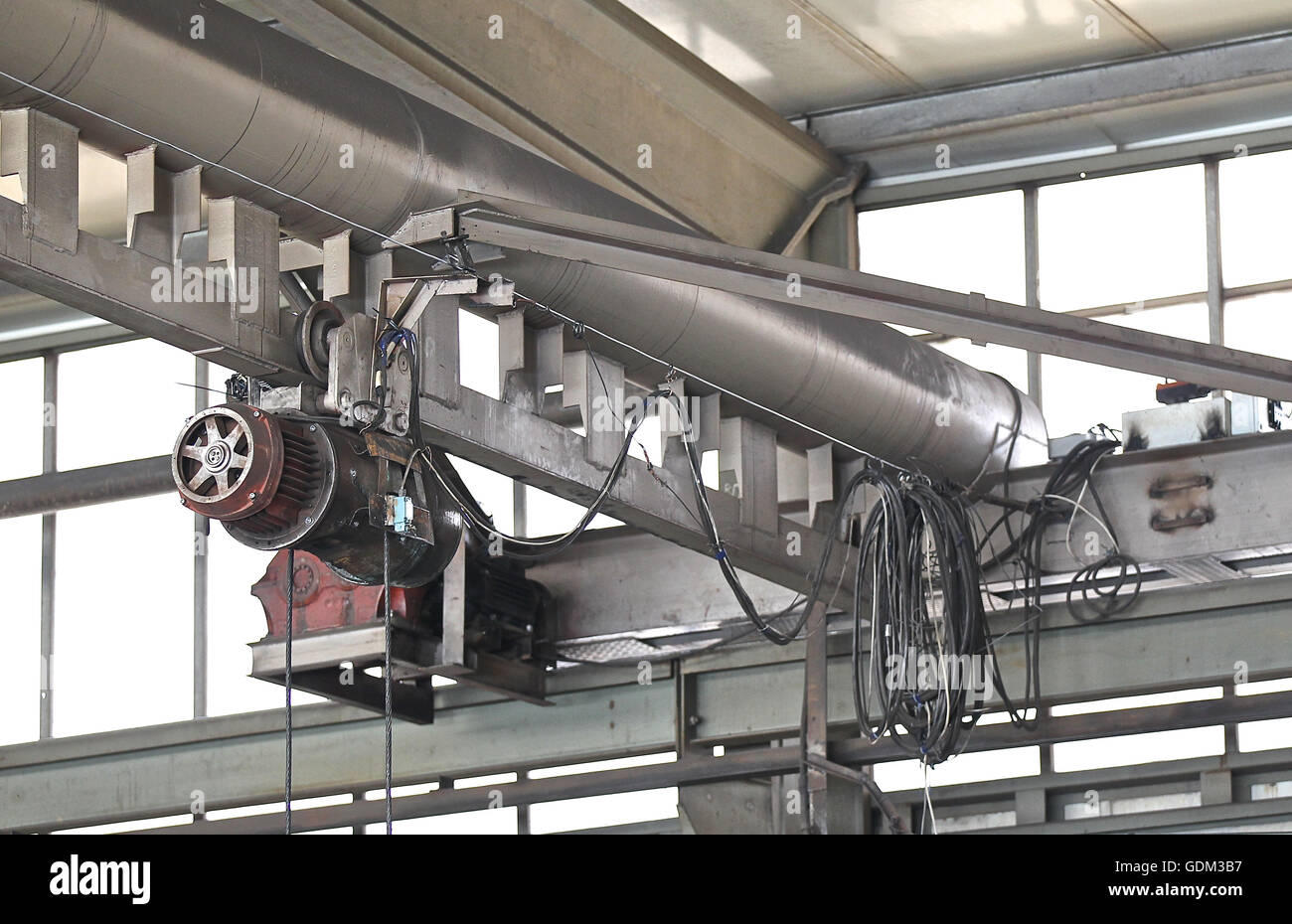 lifting mechanism for moving material within the production hall Stock ...