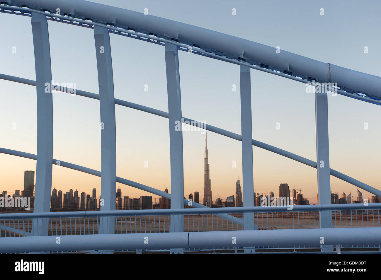 A view from The bridge to Meydan race course of the Cityscape. Dubai ...