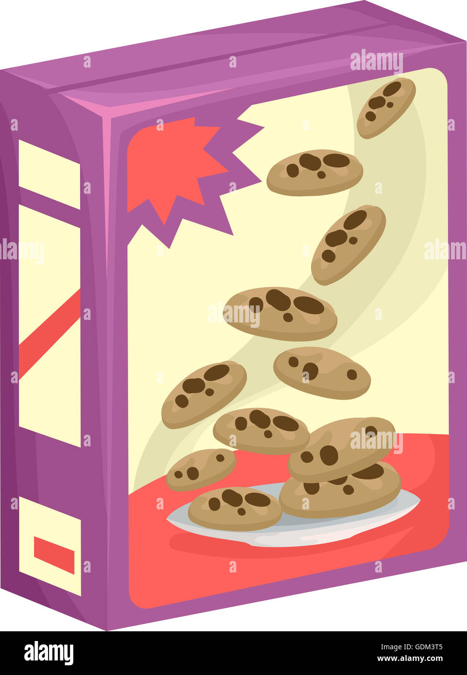 Illustration of a Box of Chocolate Chip Cookies Stock Photo - Alamy