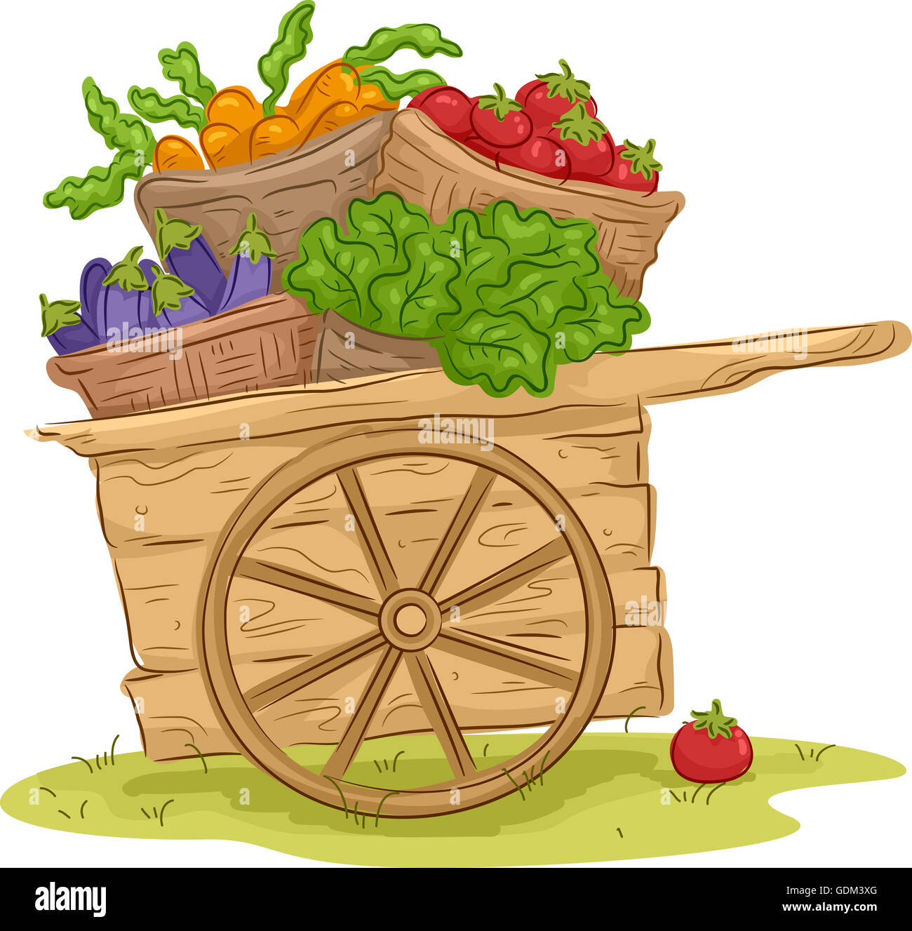 Wooden cart cartoon hi-res stock photography and images - Alamy