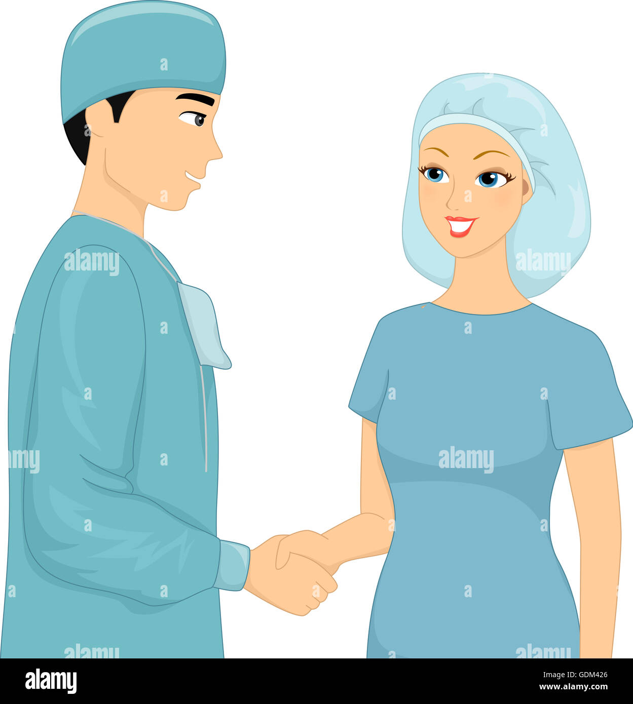 Illustration of a Woman Shaking the Hands of Her Cosmetic Surgeon Stock ...
