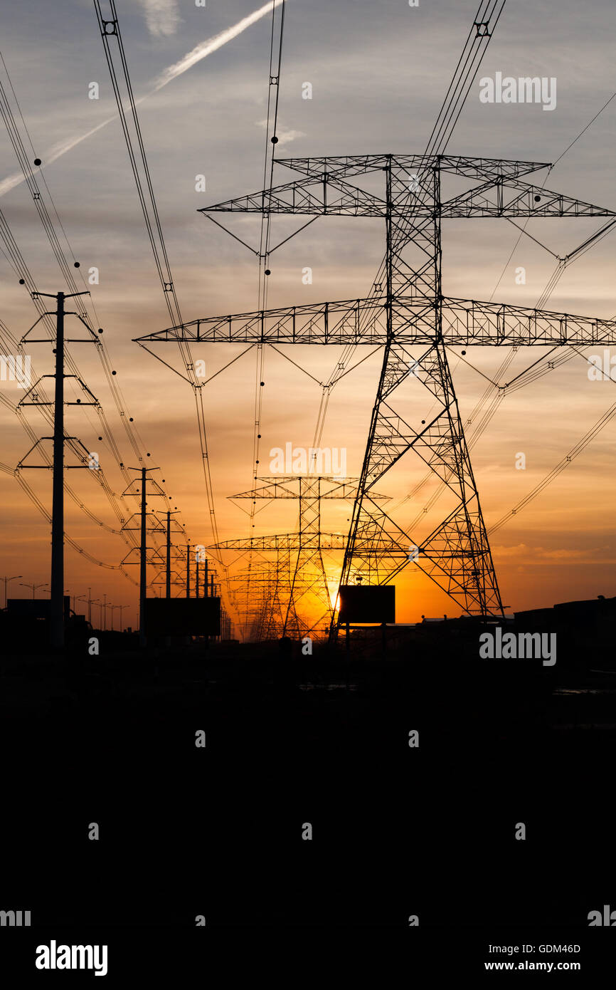 Electric Pylons, UAE Stock Photo - Alamy