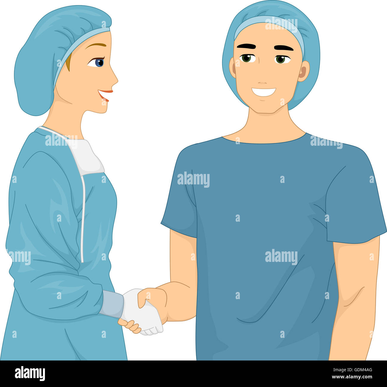Illustration of a Doctor and Her Patient Shaking Hands Stock Photo - Alamy
