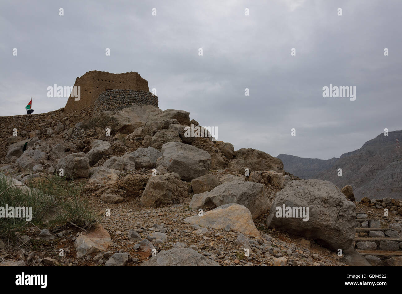 Old mud castle ruins in the mountains of Ras Al Khaimah, UAE Stock ...