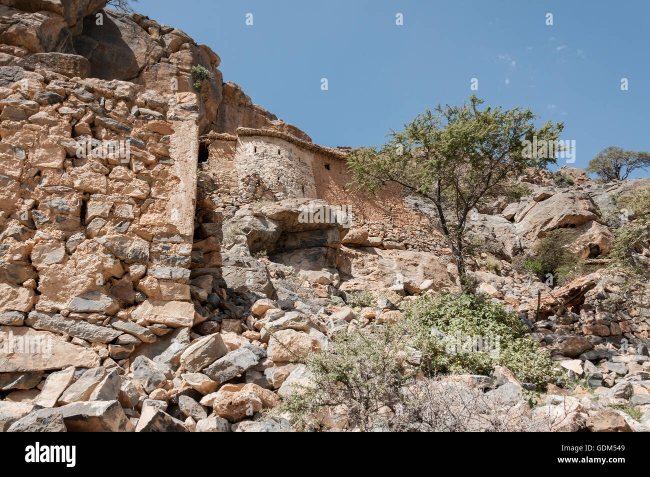 Ruins of old Omani stone houses, in Jebel Akhdar, Oman Stock Photo - Alamy