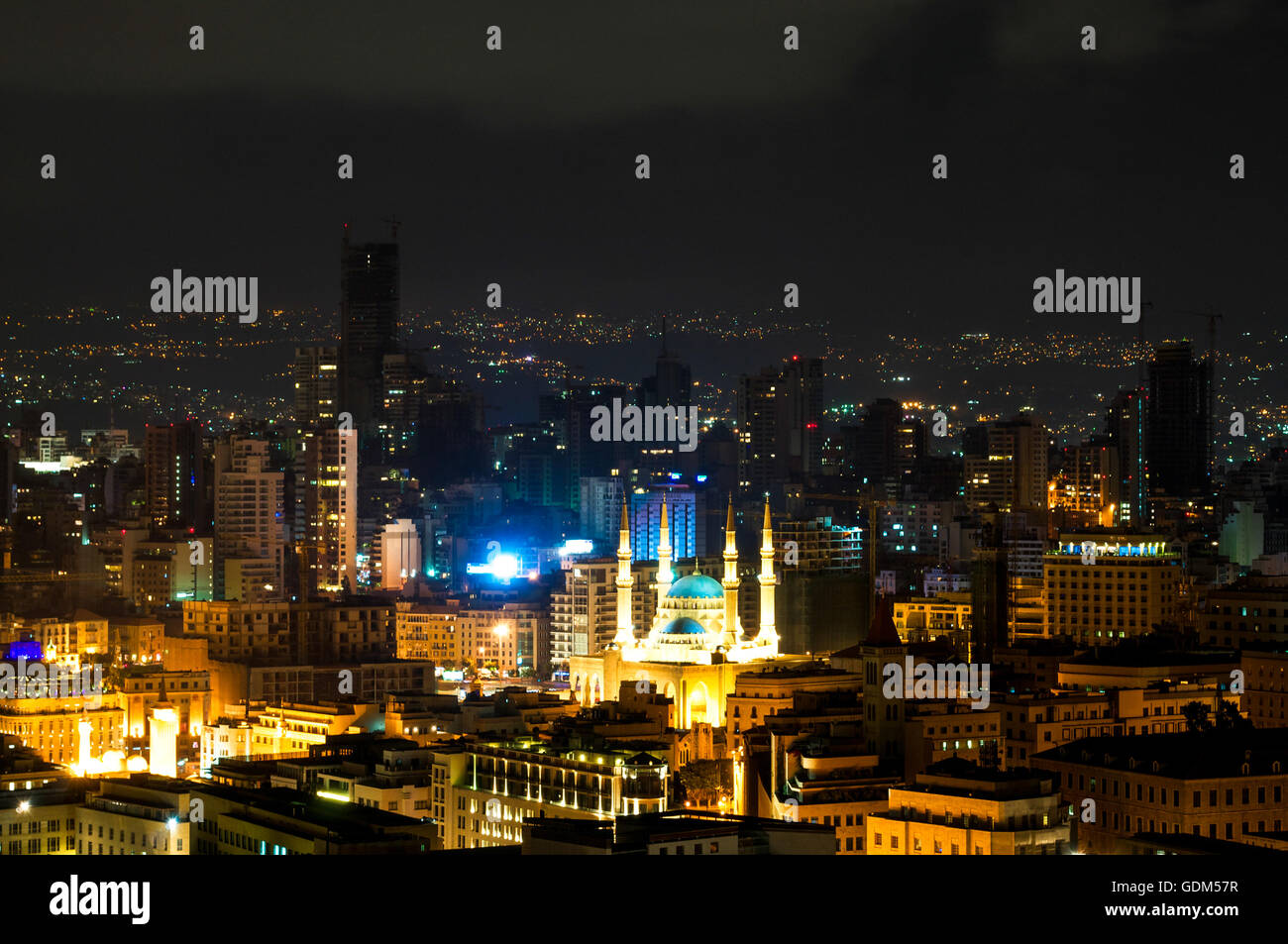 Cityscape of Beirut at night Stock Photo - Alamy