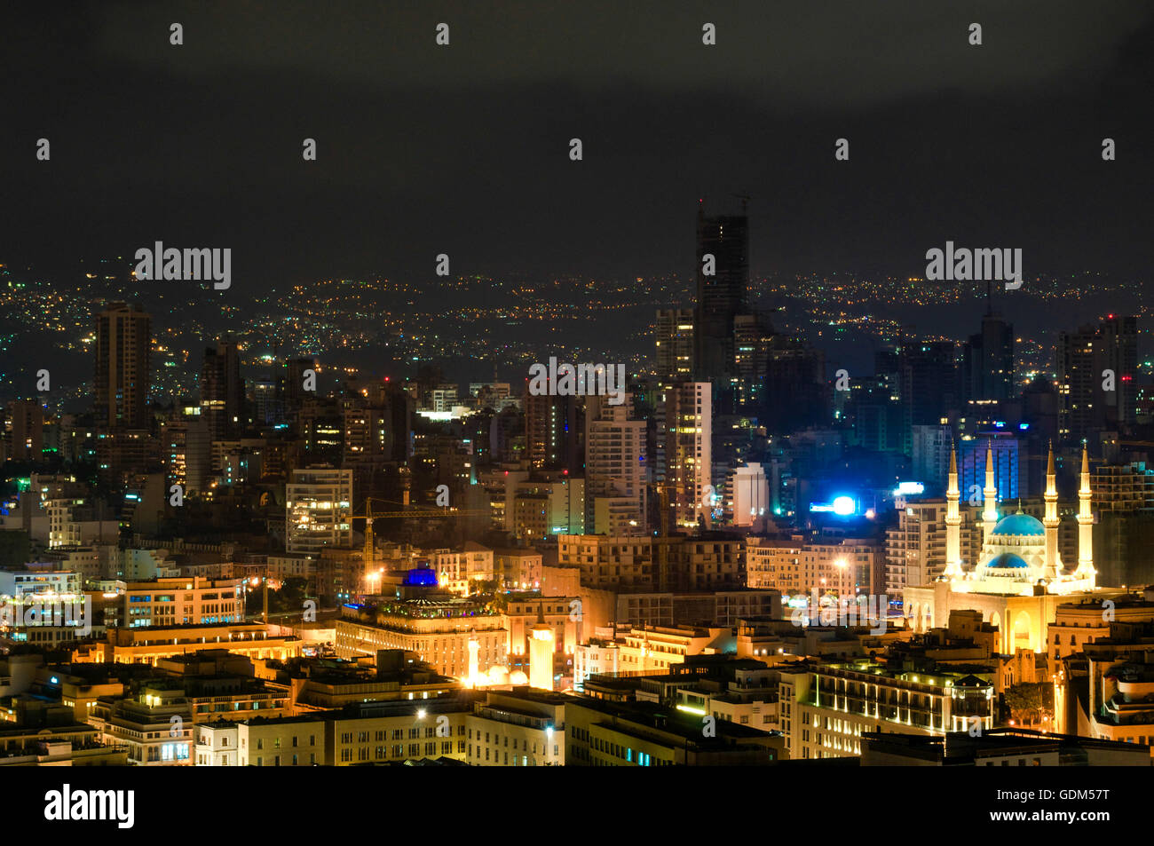 Cityscape of Beirut at night Stock Photo - Alamy