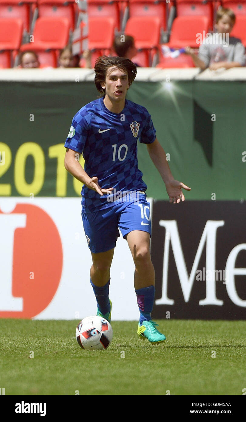 Croatia's Andrija Balic with the ball during the match of the ...