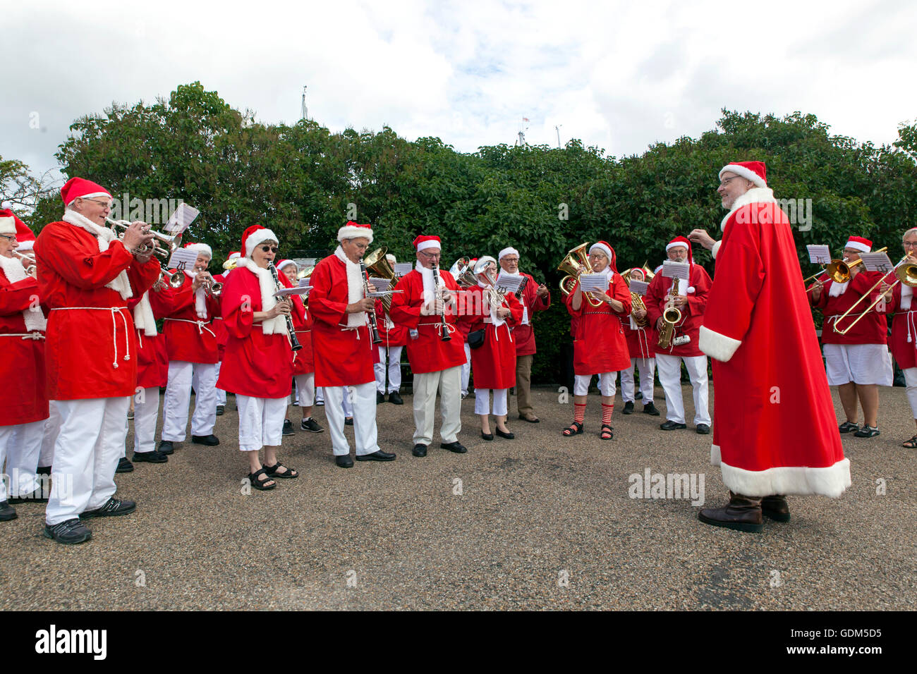 Copenhagen, Denmark – July 18, 2016: Santa Claus’ participating in the ...