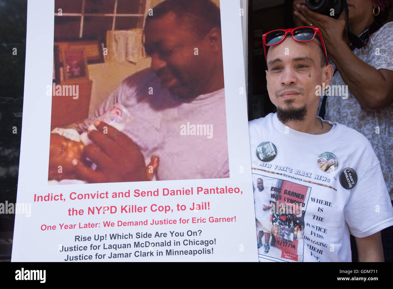 New York, USA. 17th July 2016. Joshua Lopez, whose uncle John Collado ...