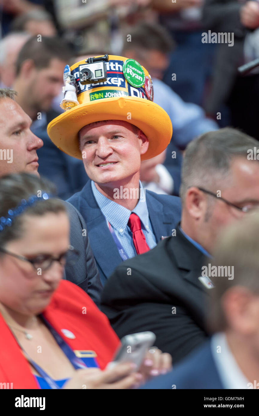 Cleveland, Ohio, USA. 18th July, 2016. A republican delegate wearing a ...