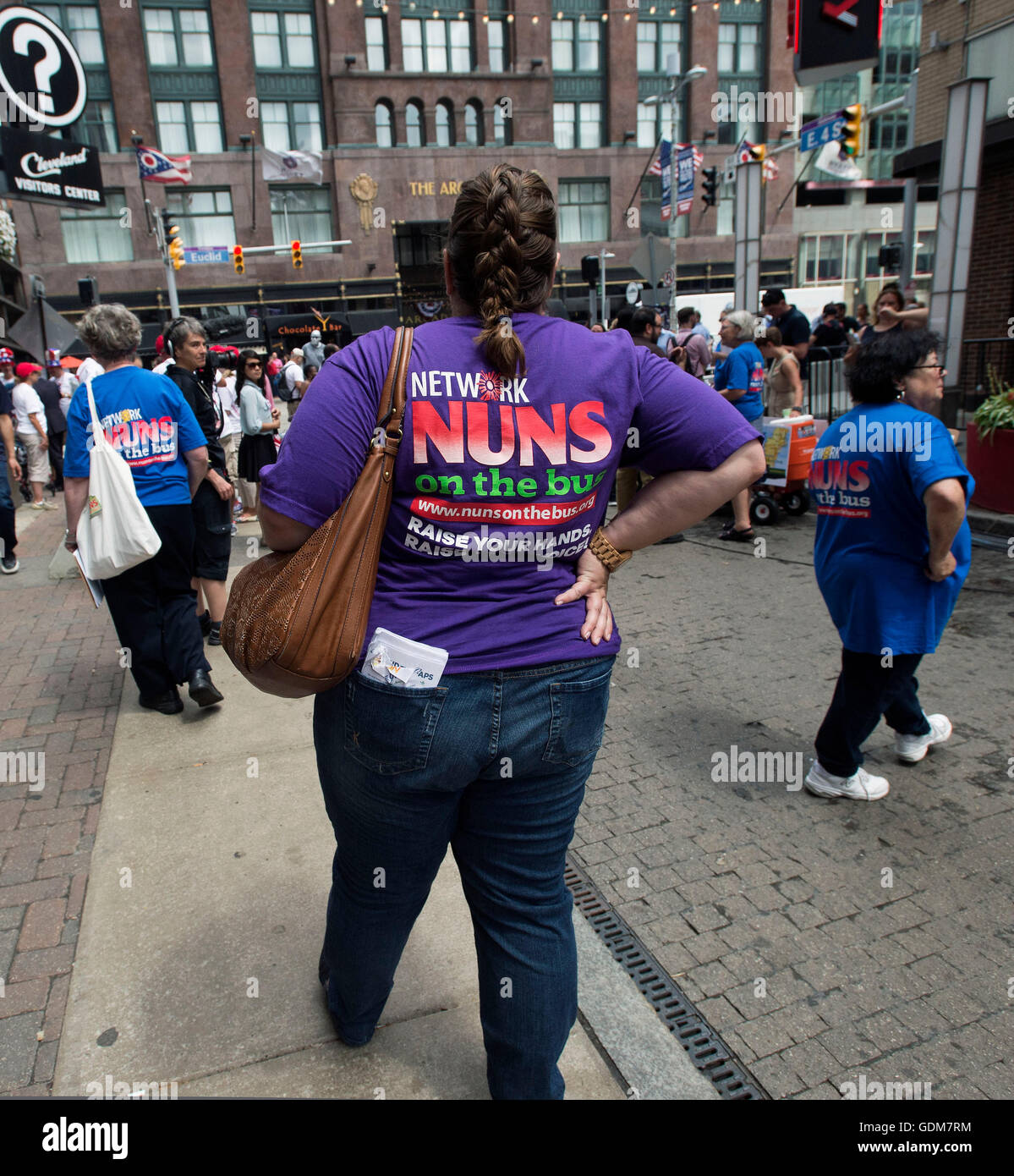 Cleveland, Ohio, USA. 18th July, 2016. Nuns on the Bus representatives ...