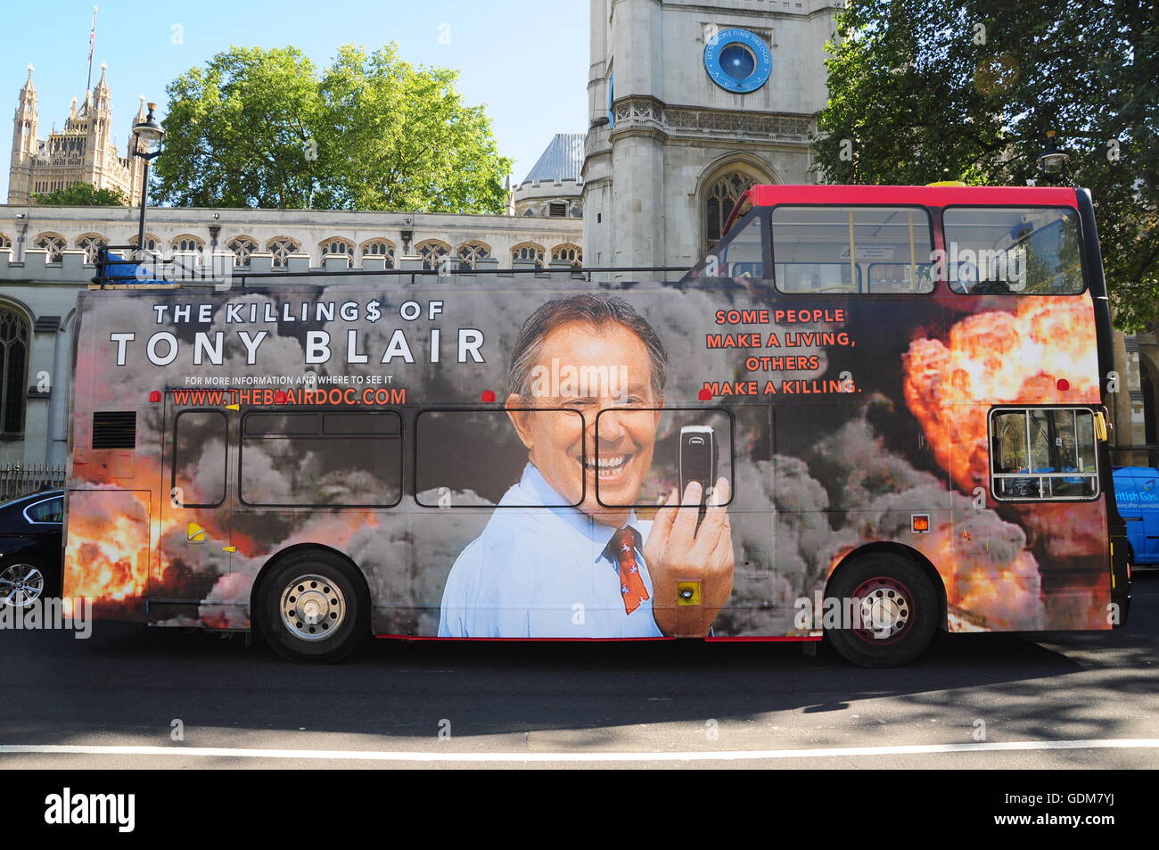 The Killing of Tony Blair - an open top bus promotion - London, UK ...
