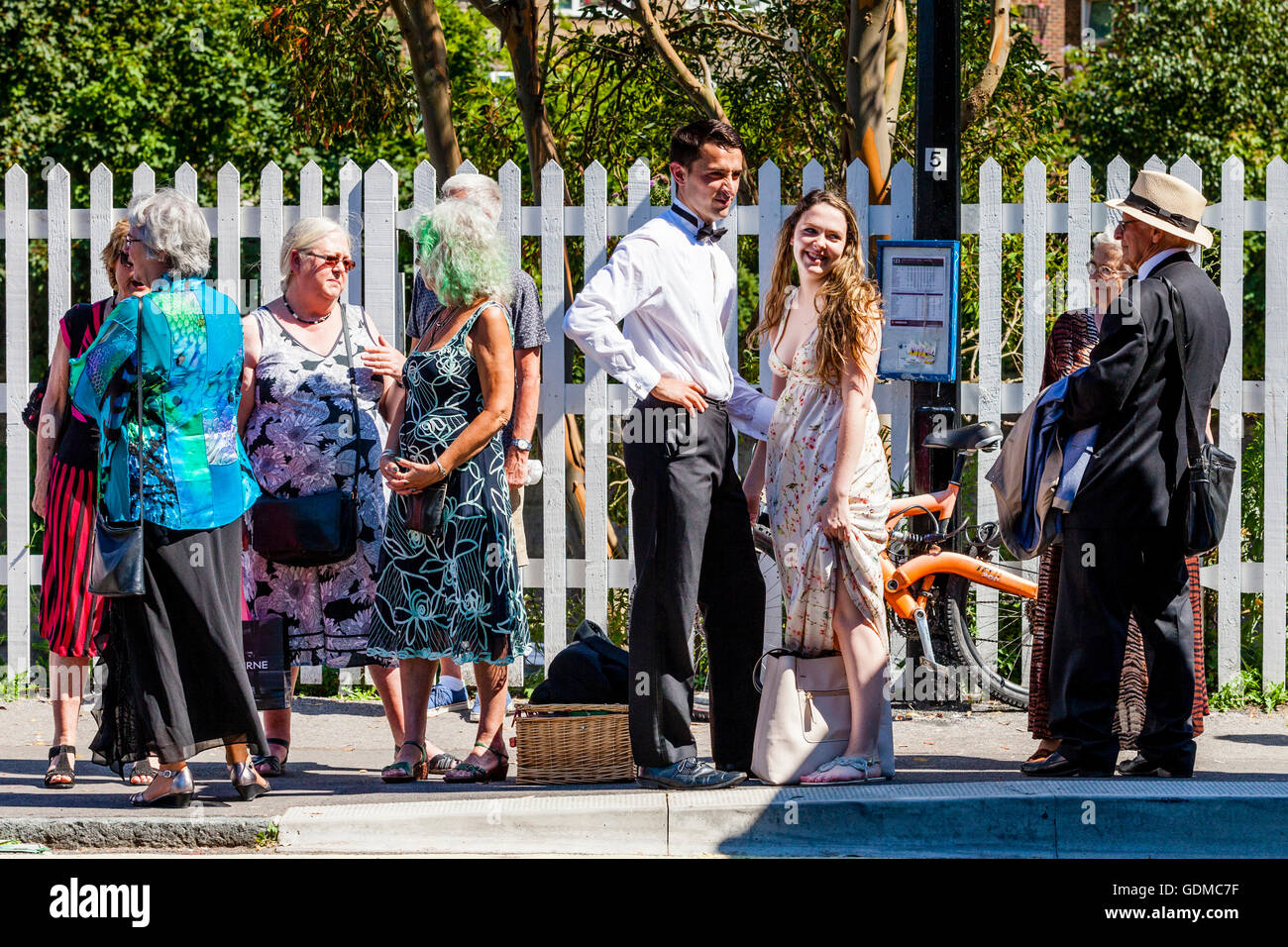 Opera Fans Wait At Lewes Station For The Shuttle Bus To Take Them To ...