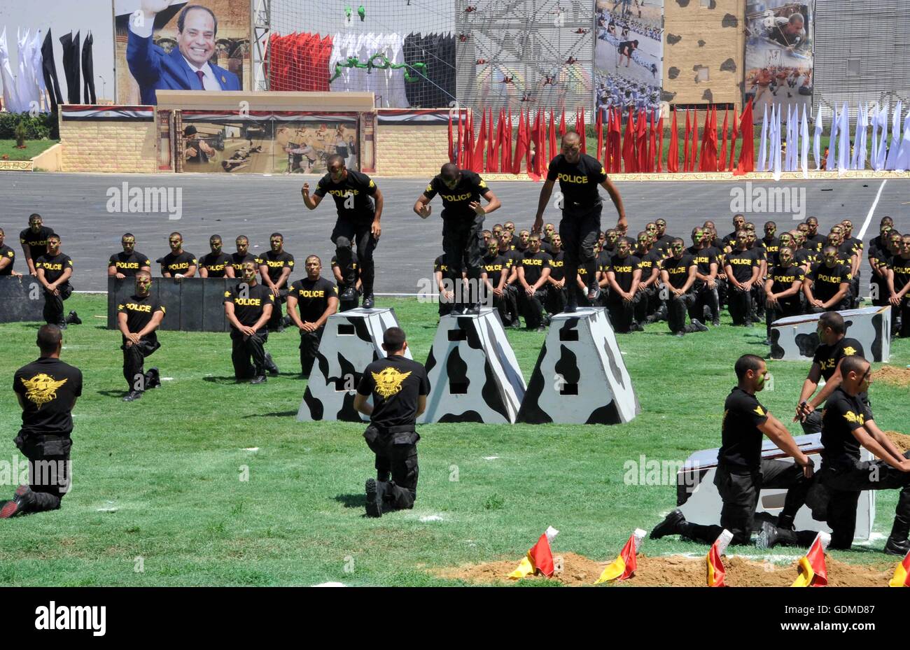 Cairo, Egypt. 19th July, 2016. Egyptian police officers demonstrate ...