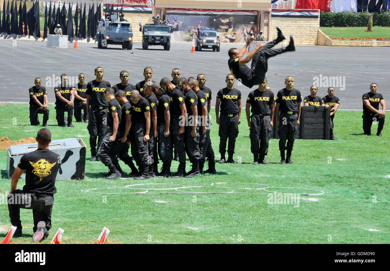 Cairo, Egypt. 19th July, 2016. Egyptian police officers demonstrate ...