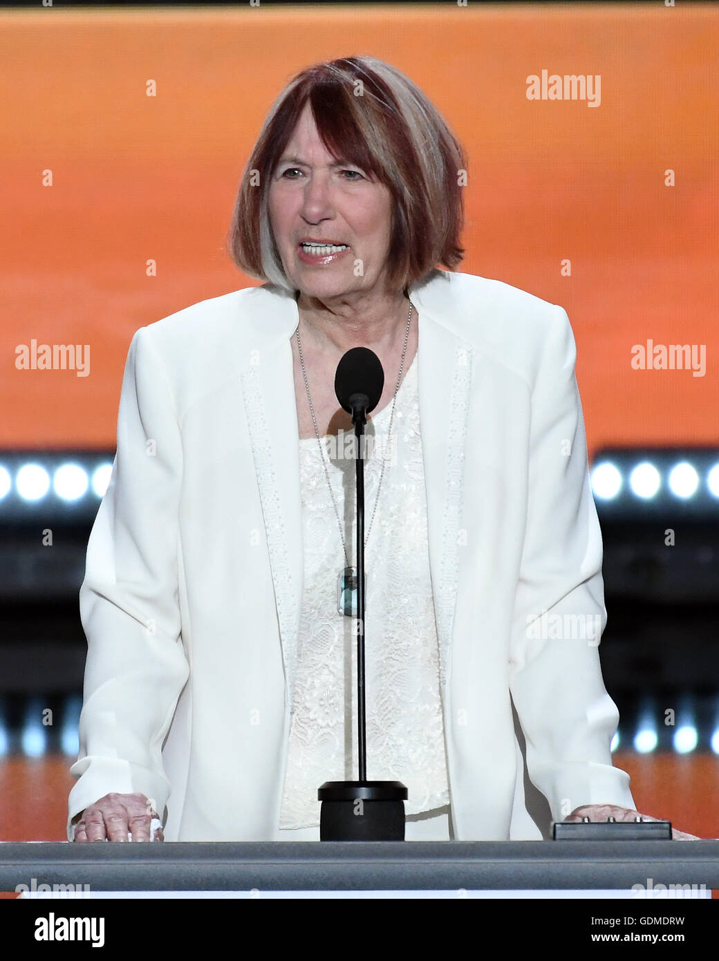Cleveland, Ohio, USA. 18th July, 2016. Gold Star Mother Pat Smith makes ...