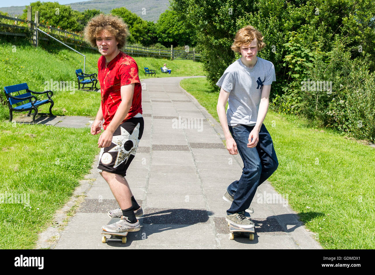 Schull, West Cork, Ireland. 19th July, 2016. Skateboarders James Kelly ...