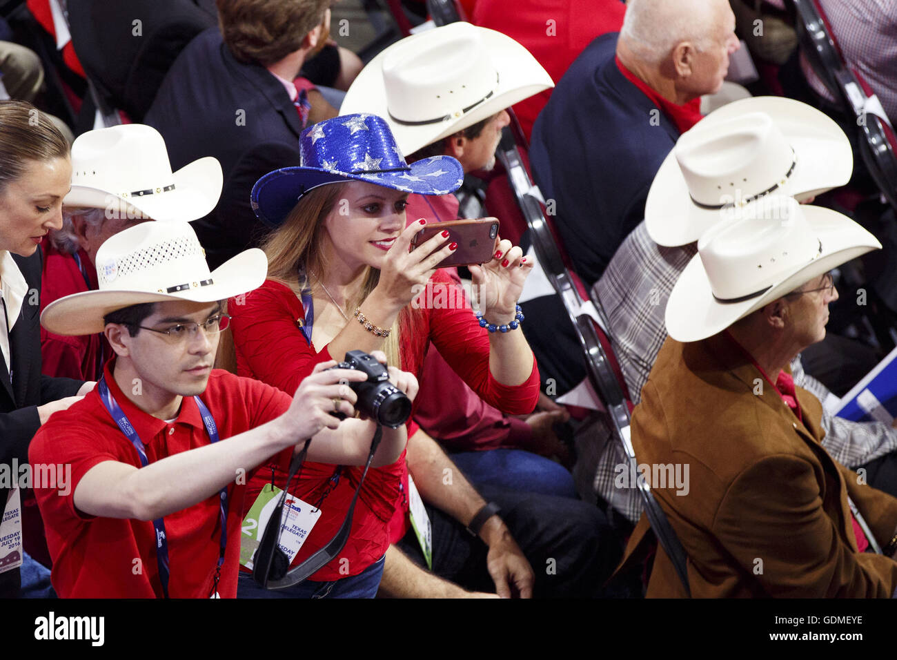 Cleveland, Ohio, USA. 19th July, 2016. Delegates from Texas wearing ...
