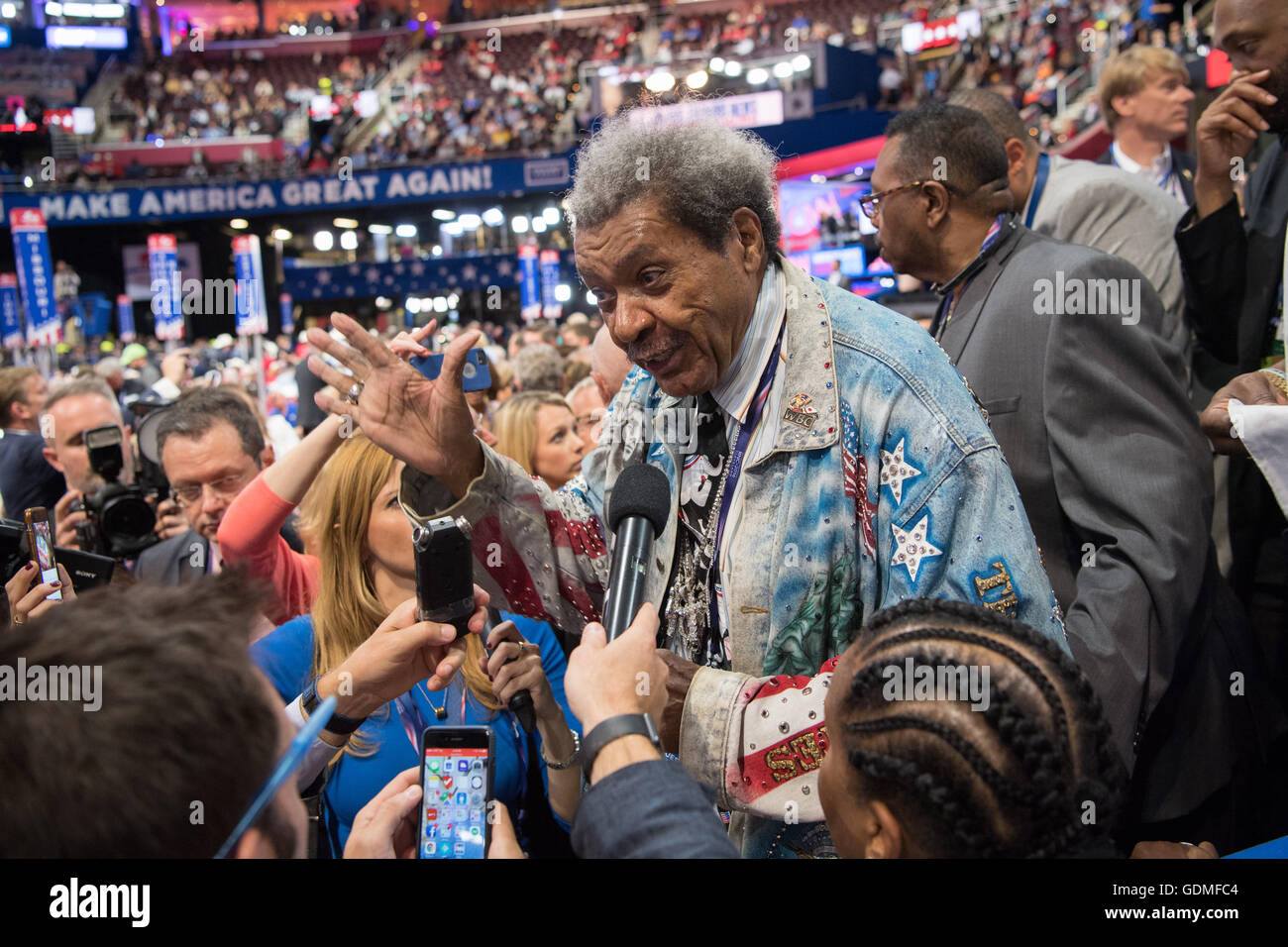 Cleveland, Ohio, USA . 19th July, 2016. Boxing promoter Don King speaks ...