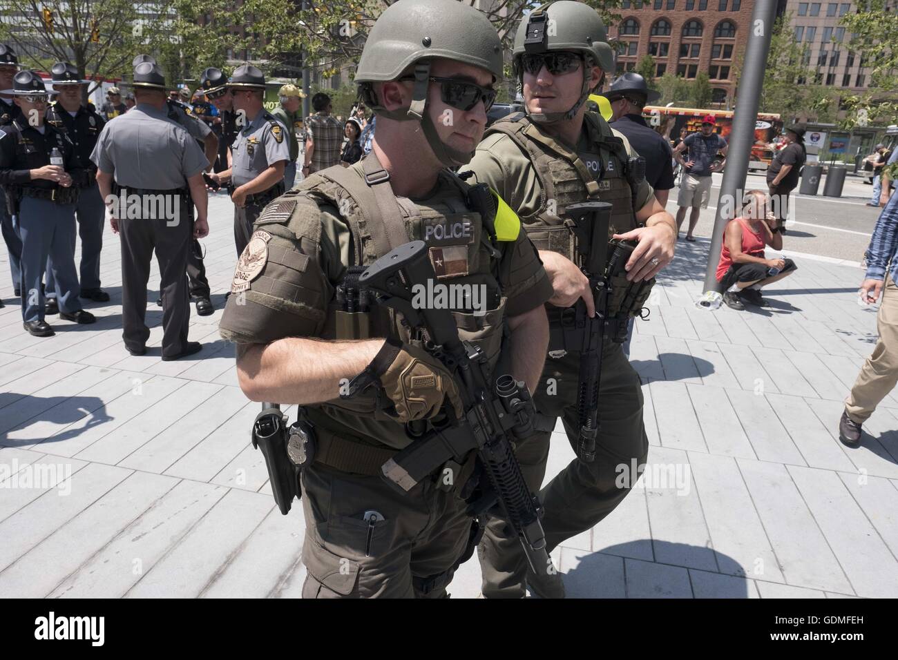 Cleveland, Ohio, USA. 19th July, 2016. Police providing security ...