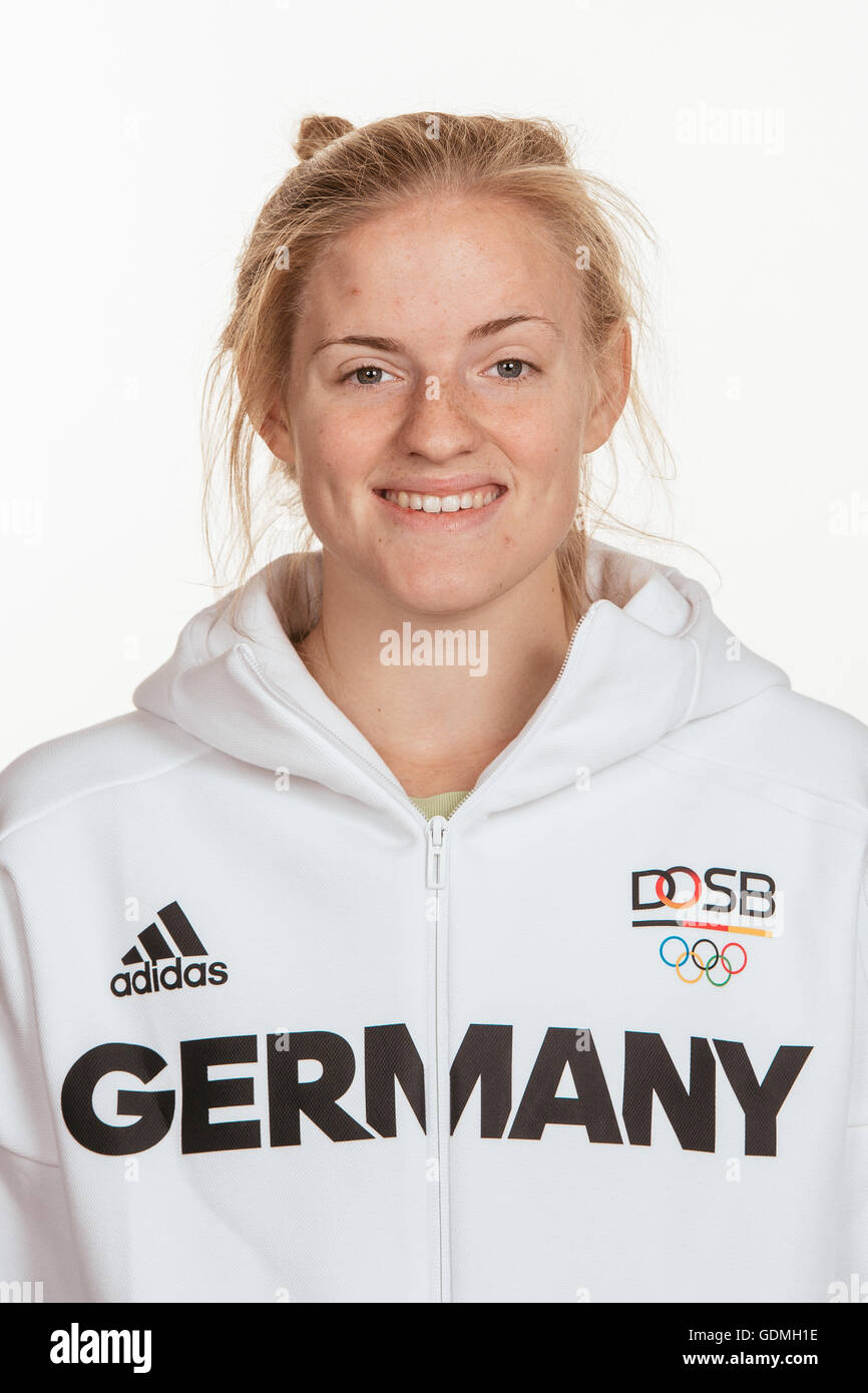 Hannover, Germany. 15th July, 2016. Annika Sprink poses at a photocall ...
